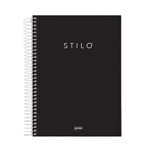 Caderno Universitário 1 Matéria Capa Dura 80 Folhas Jandaia Stilo Preto ...