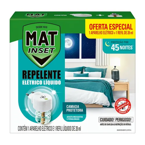 Casa do Papel Aparelho Elétrico Repelente Líquido Mat Inset Com Refil 28ml